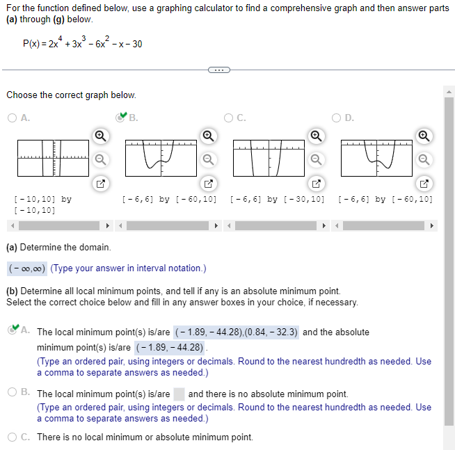 Solved For the function defined below, use a graphing | Chegg.com