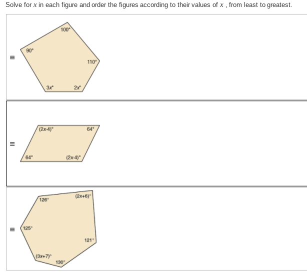 Solved Solve for x in each figure and order the figures | Chegg.com