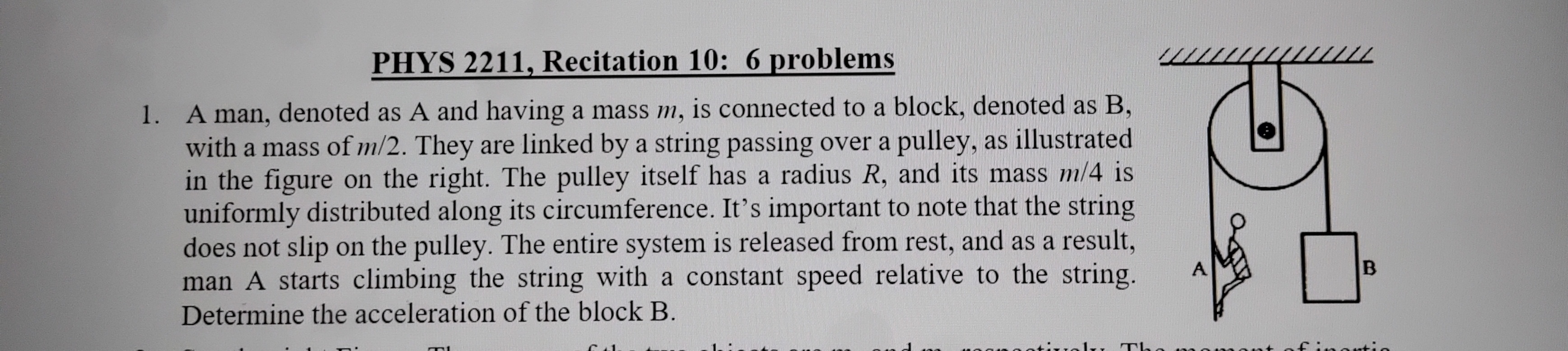 Solved 1. A man, denoted as A and having a mass m, is | Chegg.com