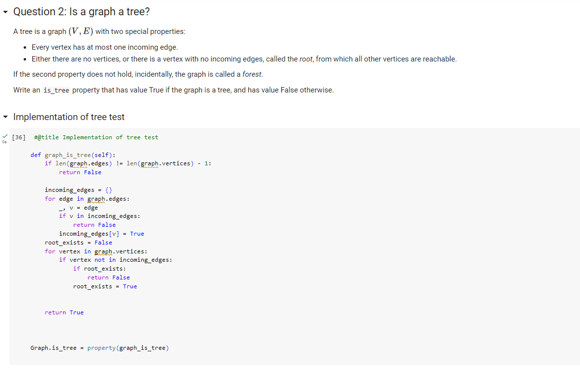 Solved Question 2: Is a graph a tree? A tree is a graph | Chegg.com