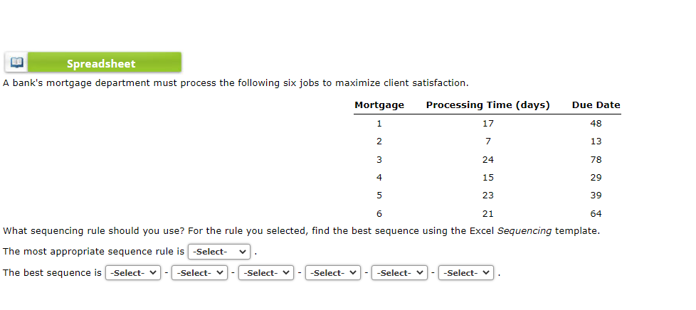 Solved What sequencing rule should you use? For the rule you | Chegg.com