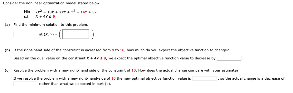 Solved Consider the nonlinear optimization model stated | Chegg.com