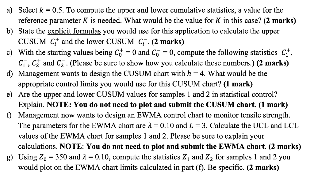 HHC now wants to set up a tabular CUSUM scheme to | Chegg.com