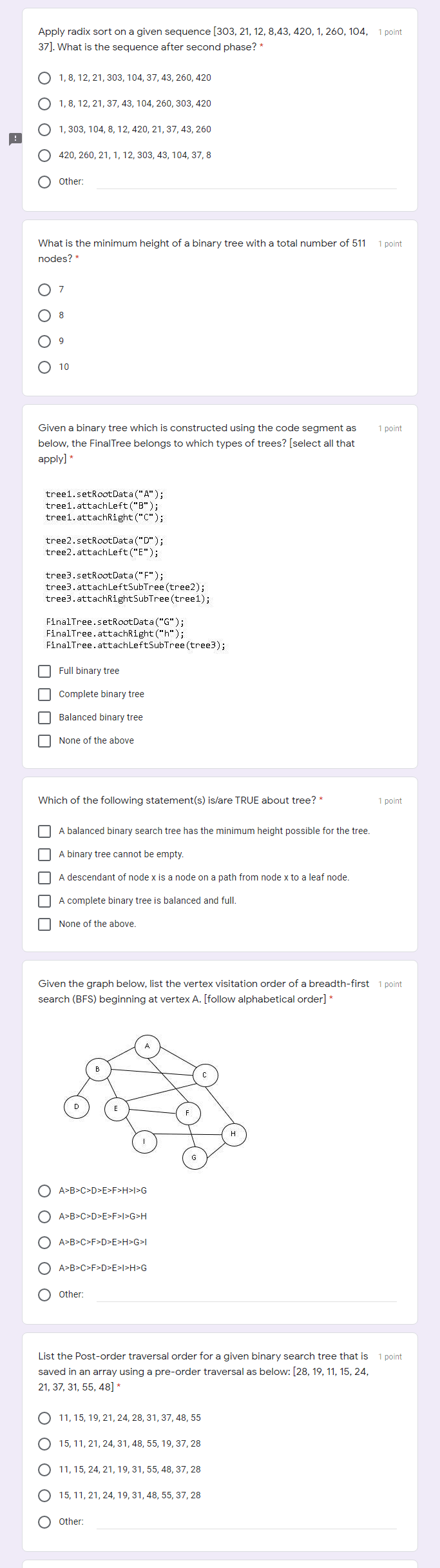 Solved 1 point Apply radix sort on a given sequence (303, | Chegg.com