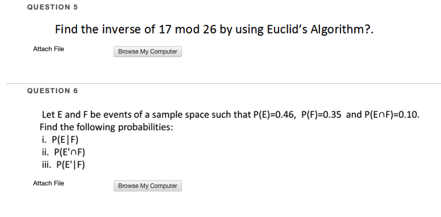 Solved QUESTION 5 Find the inverse of 17 mod 26 by using | Chegg.com