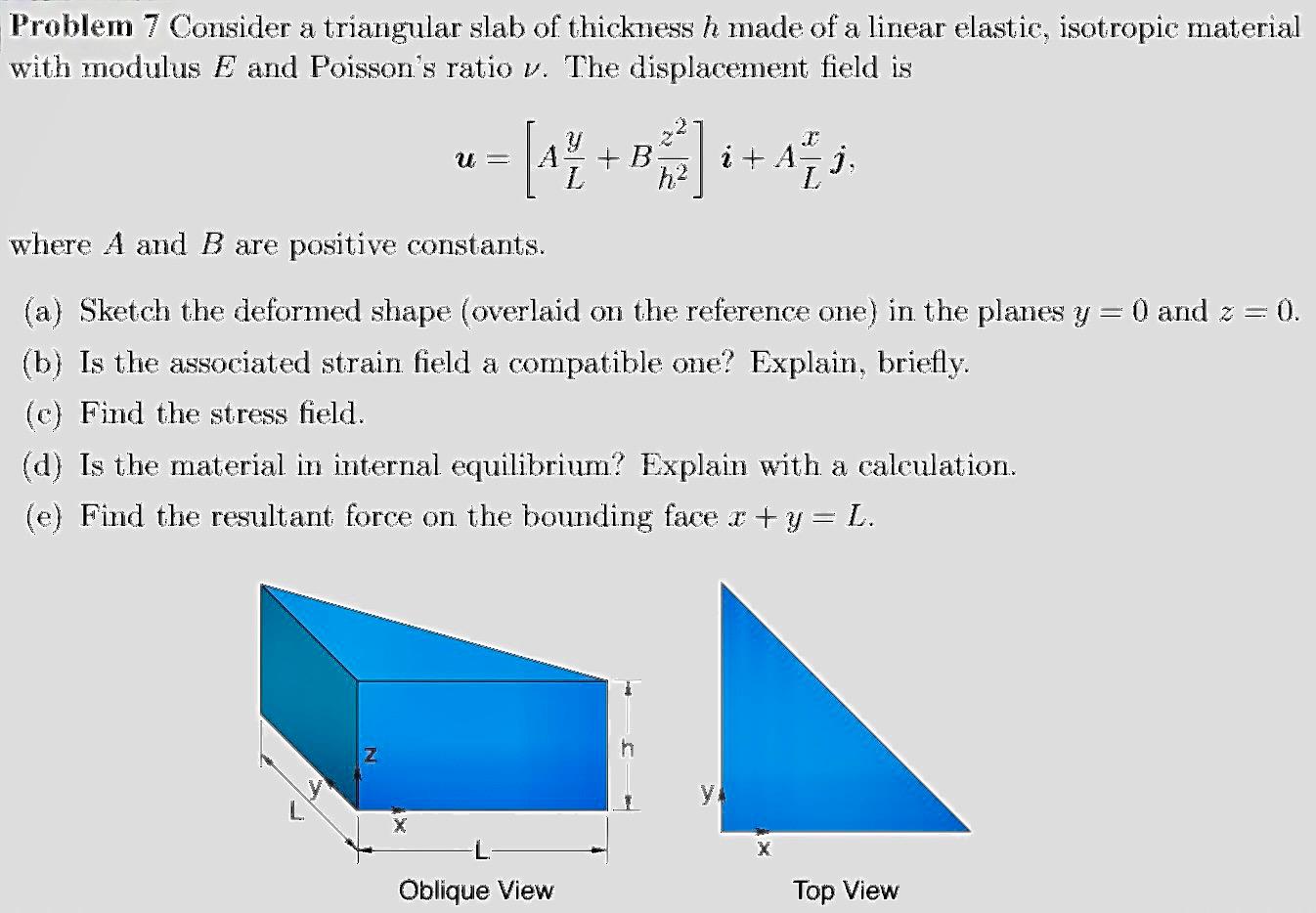Solved Problem 7 Consider a triangular slab of thickness h | Chegg.com