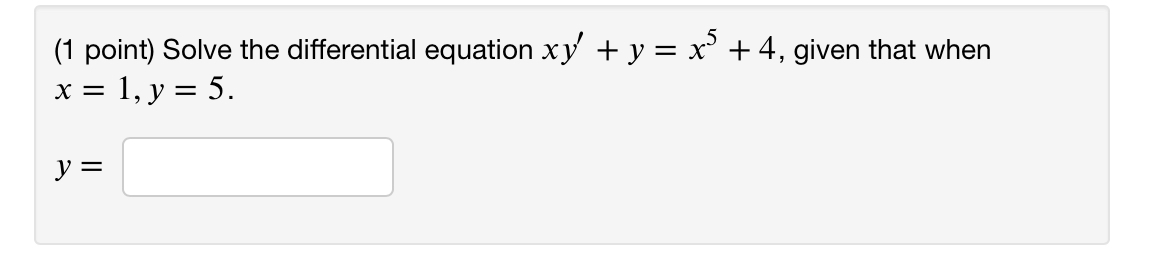 Solved (1 ﻿point) ﻿Solve the differential equation | Chegg.com