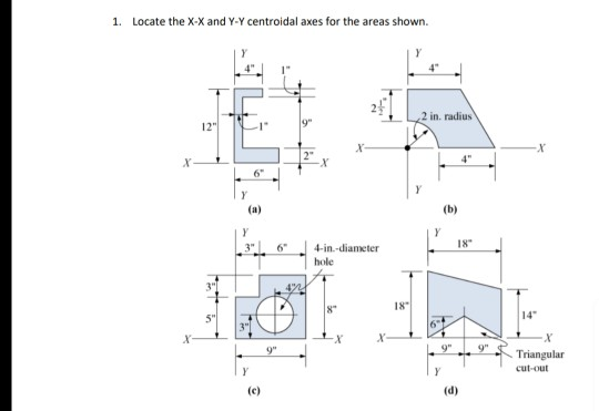 Solved 1. Locate the X-X and Y-Y centroidal axes for the | Chegg.com