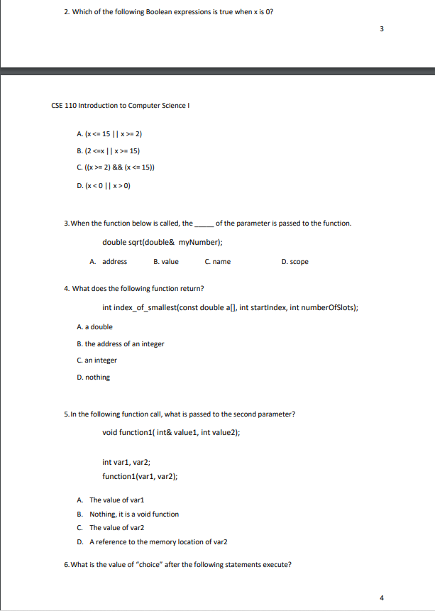 Solved 2. Which of the following Boolean expressions is true | Chegg.com