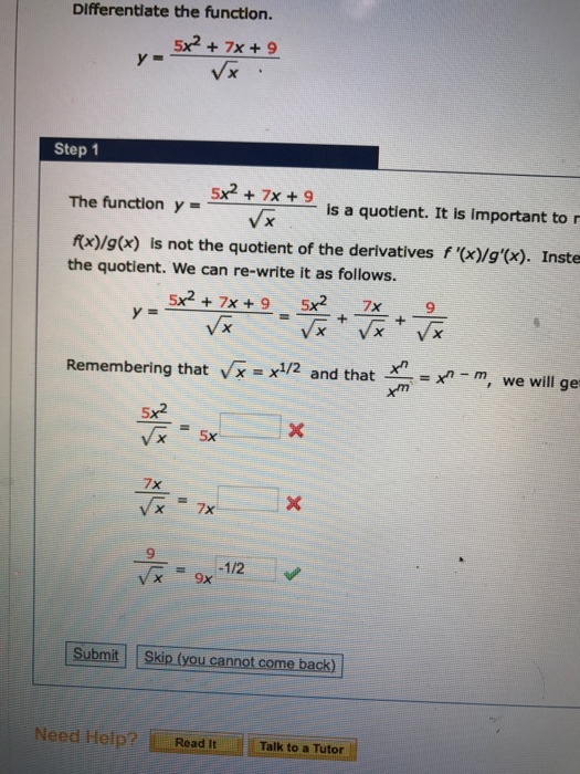 Solved Differentiate the function. y = 5x^2 + 7x + | Chegg.com