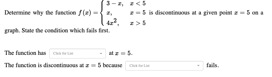 Solved Determine why the function | Chegg.com