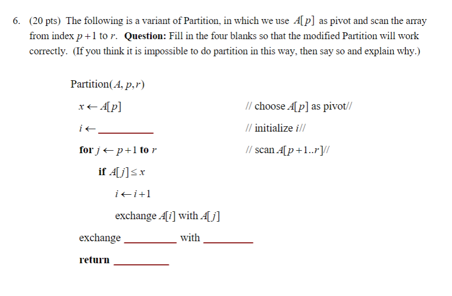 Solved 6. (20 pts) The following is a variant of Partition, | Chegg.com