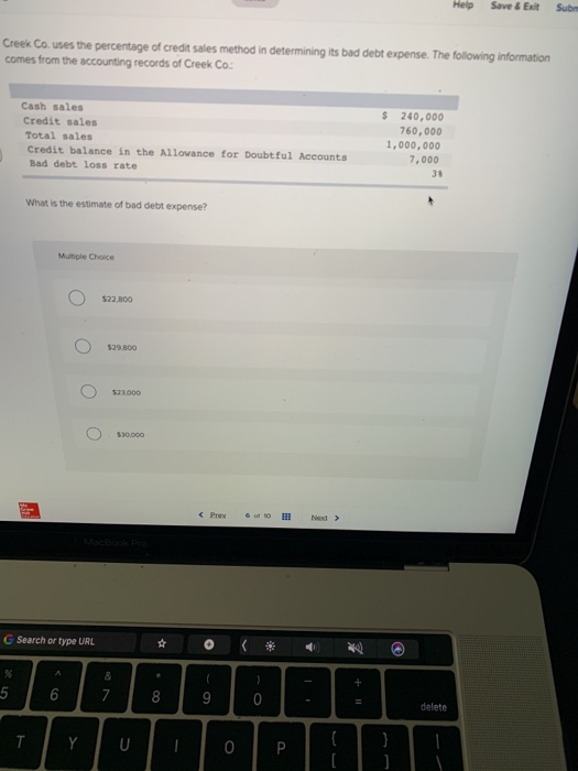 Solved Help Save&Exit Subm Creek Co uses the percentage of | Chegg.com