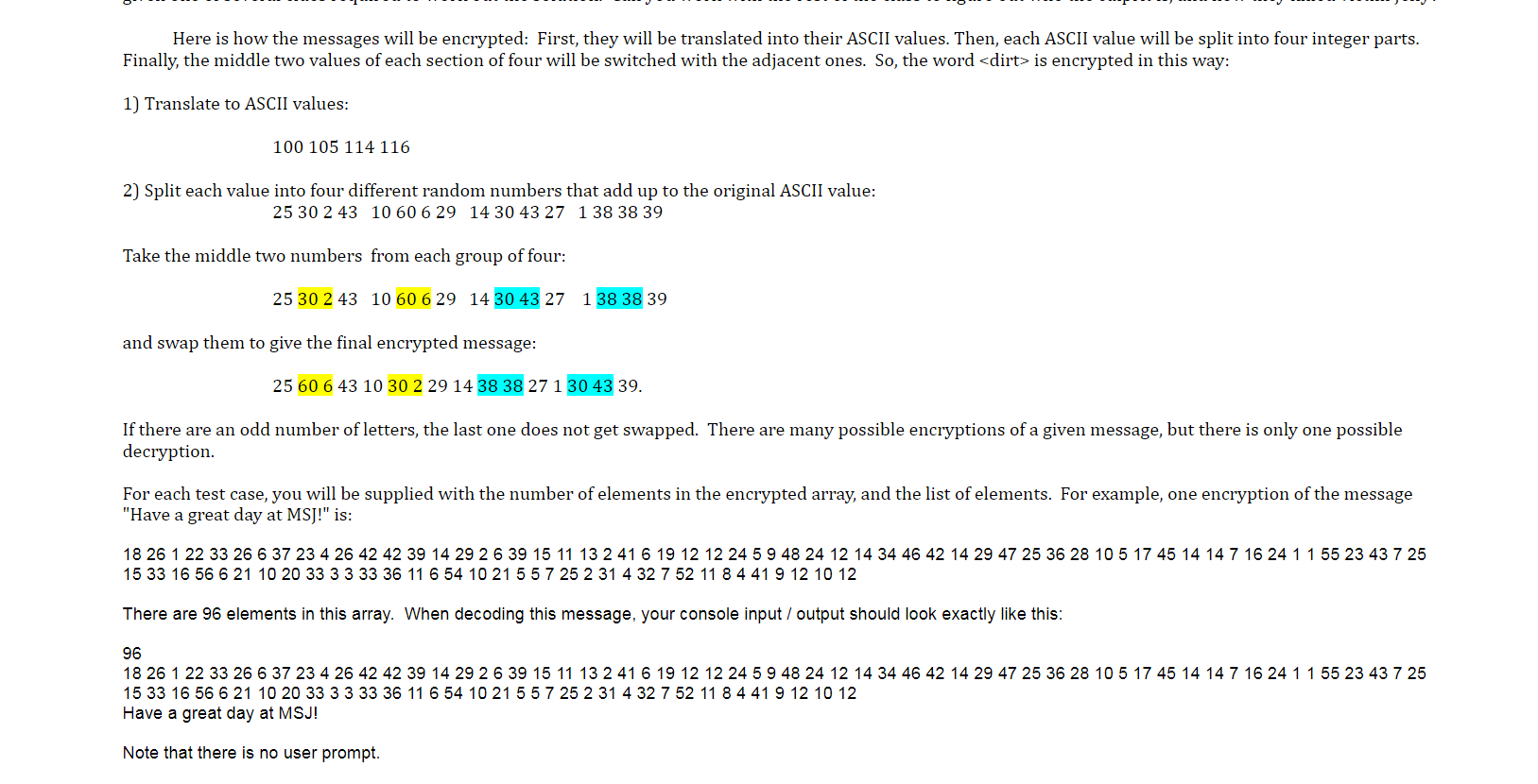 Solved Write a java program to decrypt a message from the | Chegg.com
