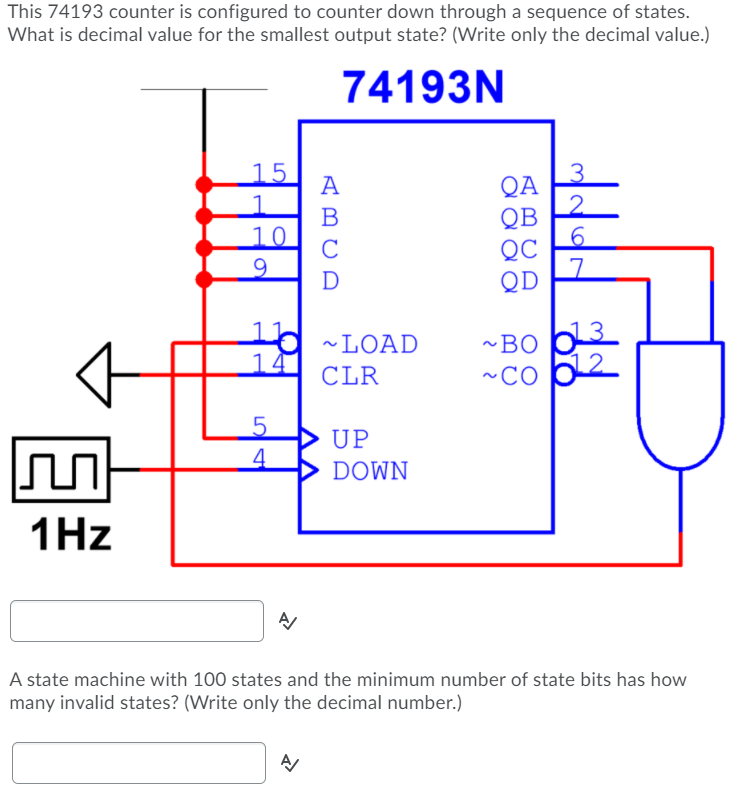 Solved This 74193 counter is configured to counter down | Chegg.com