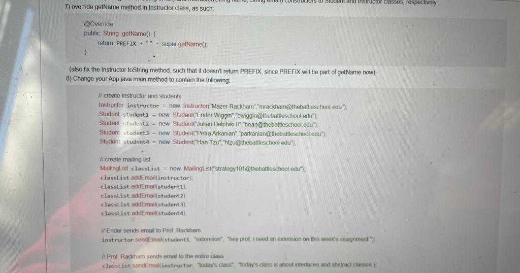 Solved Extend Assignment 3 to include a Mailing List class, | Chegg.com