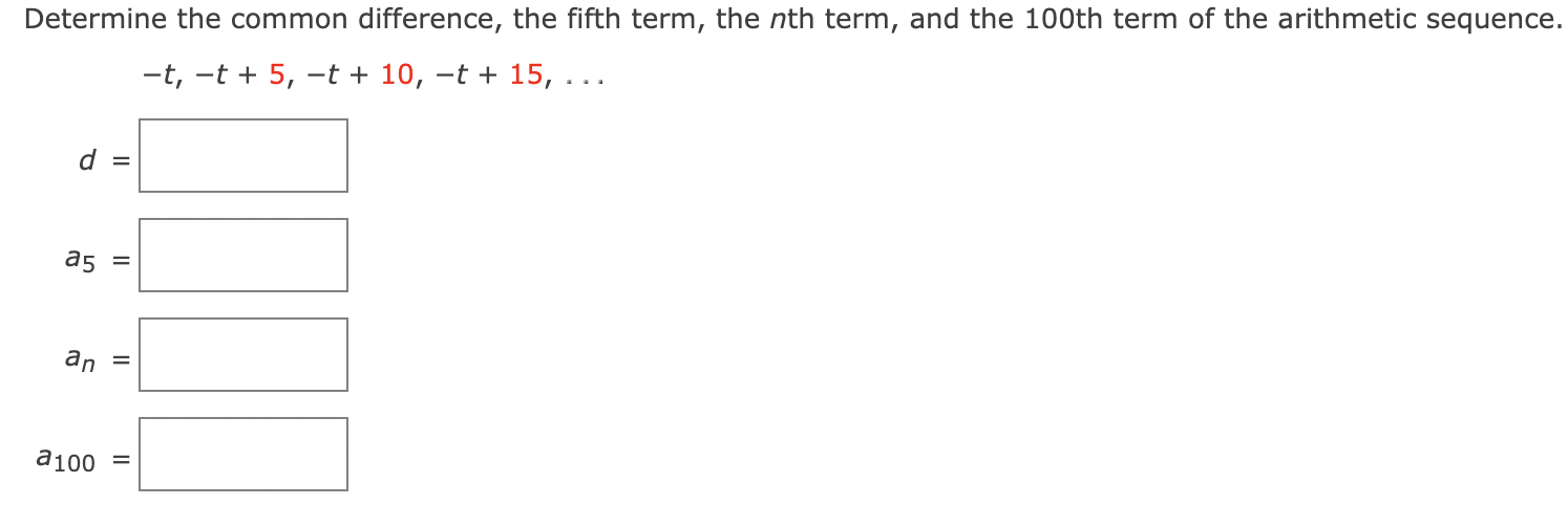 Solved Determine the common difference, the fifth term, the | Chegg.com