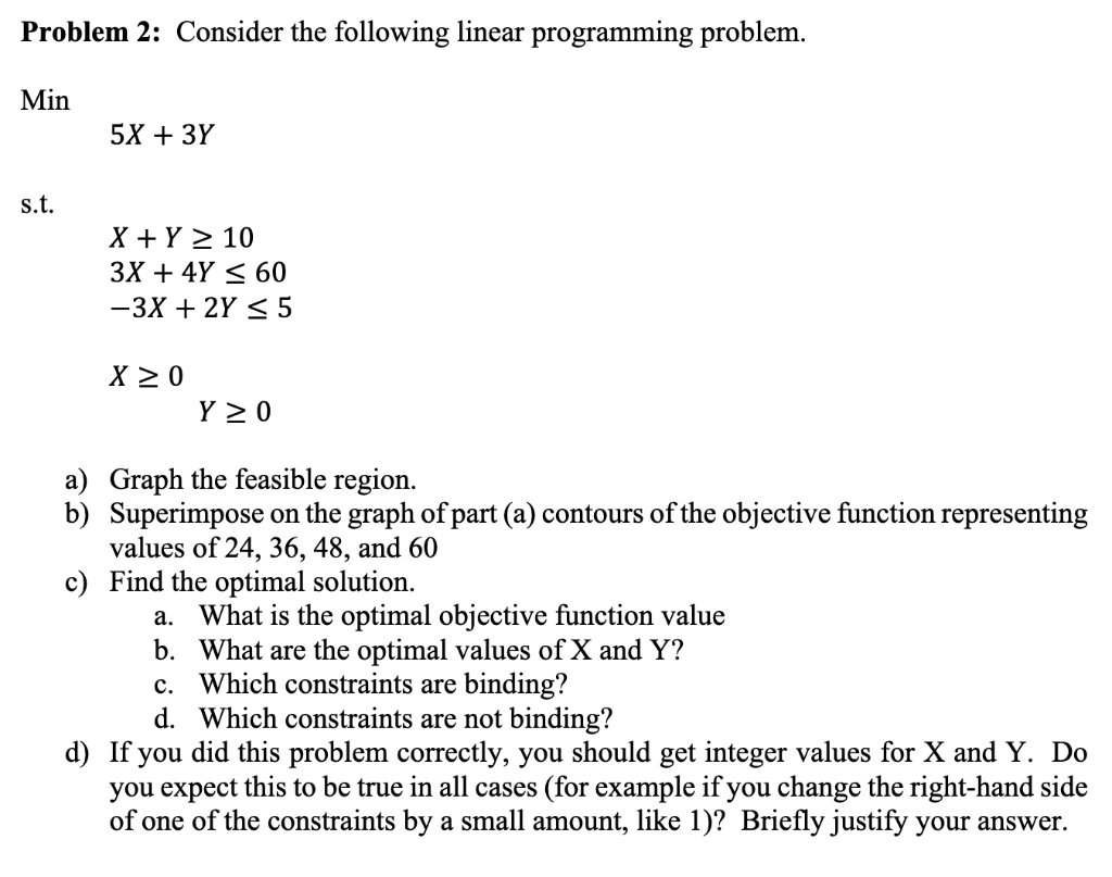 Problem 2 Consider The Following Linear Programming 