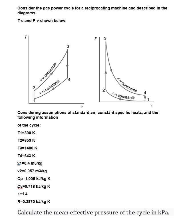 Solved Consider the gas power cycle for a reciprocating | Chegg.com