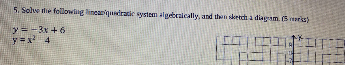 Solved 5. Solve the following linear/quadratic system | Chegg.com
