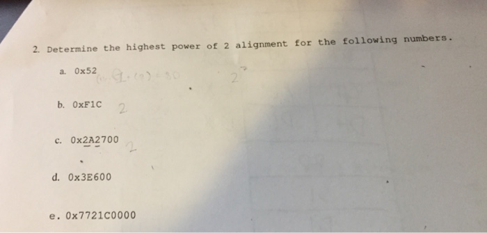 Solved Determine the highest power of 2-byte alignment for | Chegg.com
