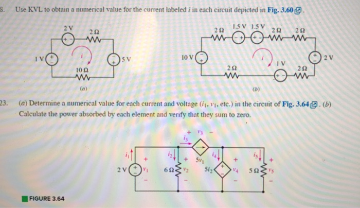 Solved s. Use KVL to obtain a numerical value for the | Chegg.com