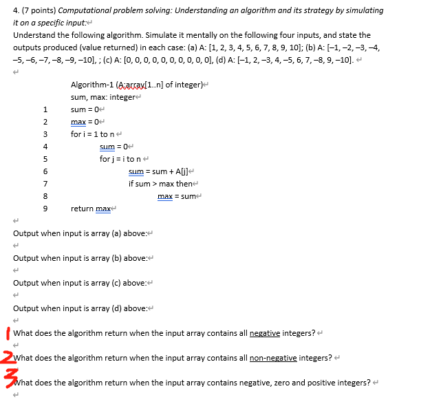 Solved 4. (7 points) Computational problem solving: | Chegg.com