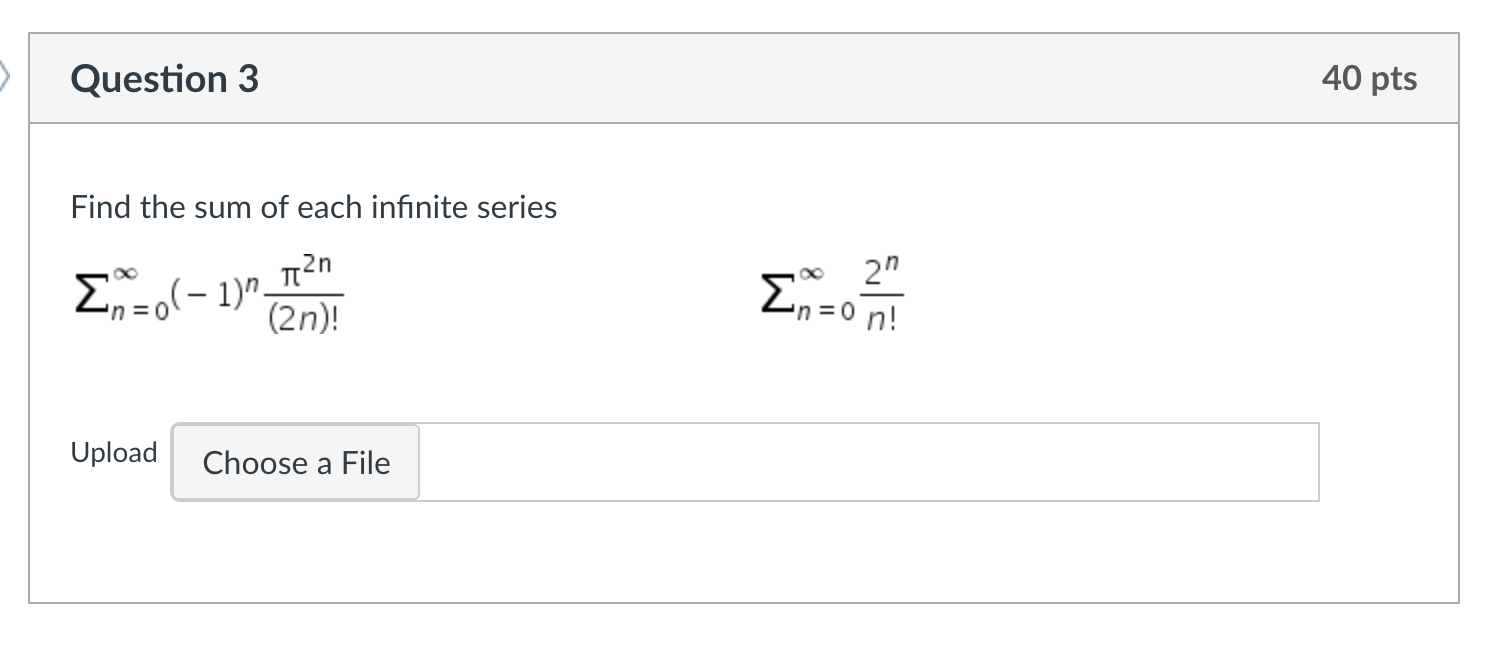 Solved Question 3 40 pts Find the sum of each infinite | Chegg.com