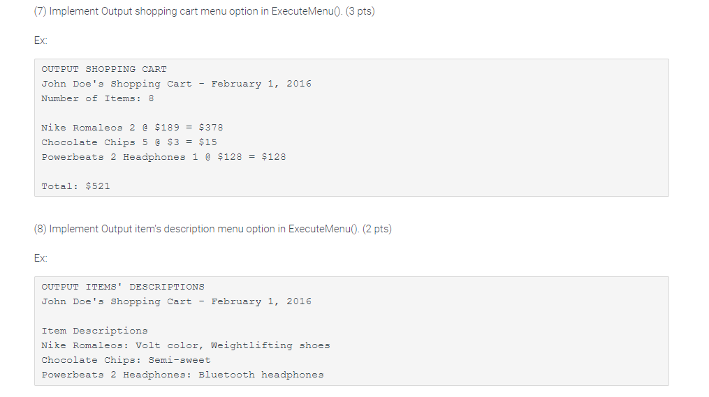 Solved 3.28 LAB*: Program: Online shopping cart (Part 2) | Chegg.com