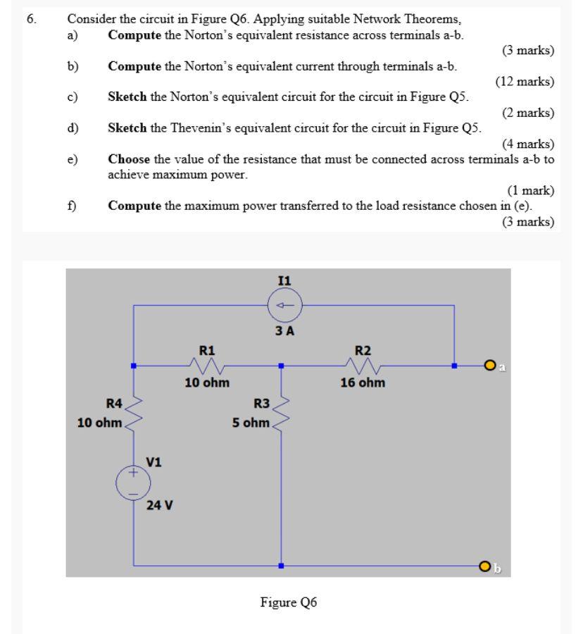 Solved 6. Consider the circuit in Figure Q6. Applying | Chegg.com