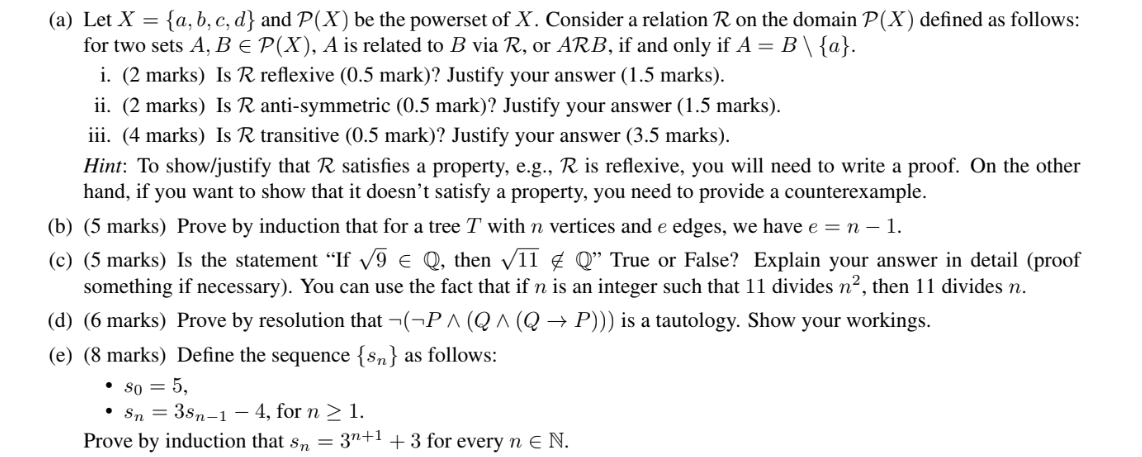 Solved (a) Let X={a,b,c,d} and P(X) be the powerset of X. | Chegg.com