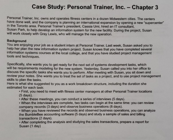 Solved: Chapter 1-3 Case Study For Project Below: | Chegg.com