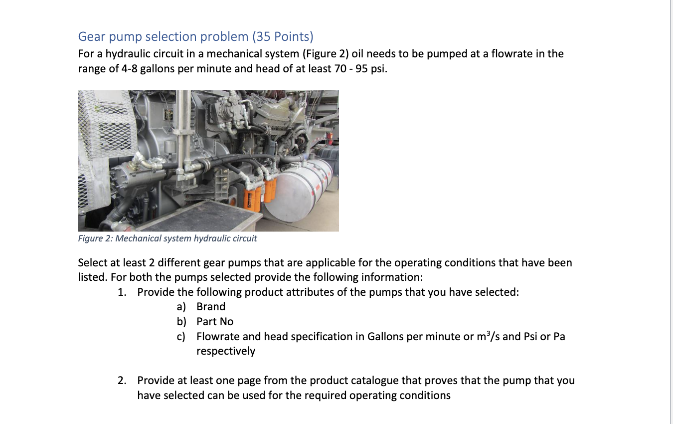 Solved Gear pump selection problem (35 Points) For a | Chegg.com