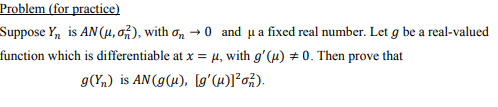 Solved Problem (for practice)Suppose Yn ﻿is AN(μ,σn2), ﻿with | Chegg.com