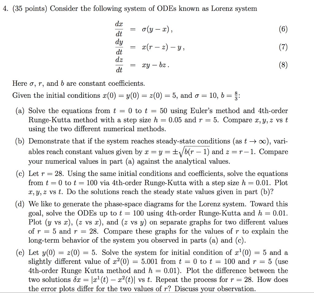 4. (35 points) Consider the following system of ODEs | Chegg.com