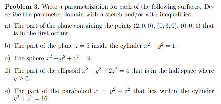 Solved Problem 3 Write A Parametrization For Each Of The