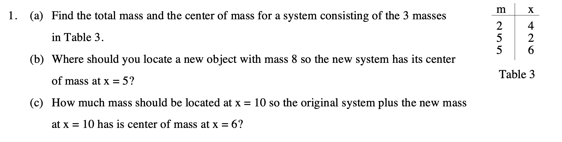 Solved (a) Find the total mass and the center of mass for a | Chegg.com