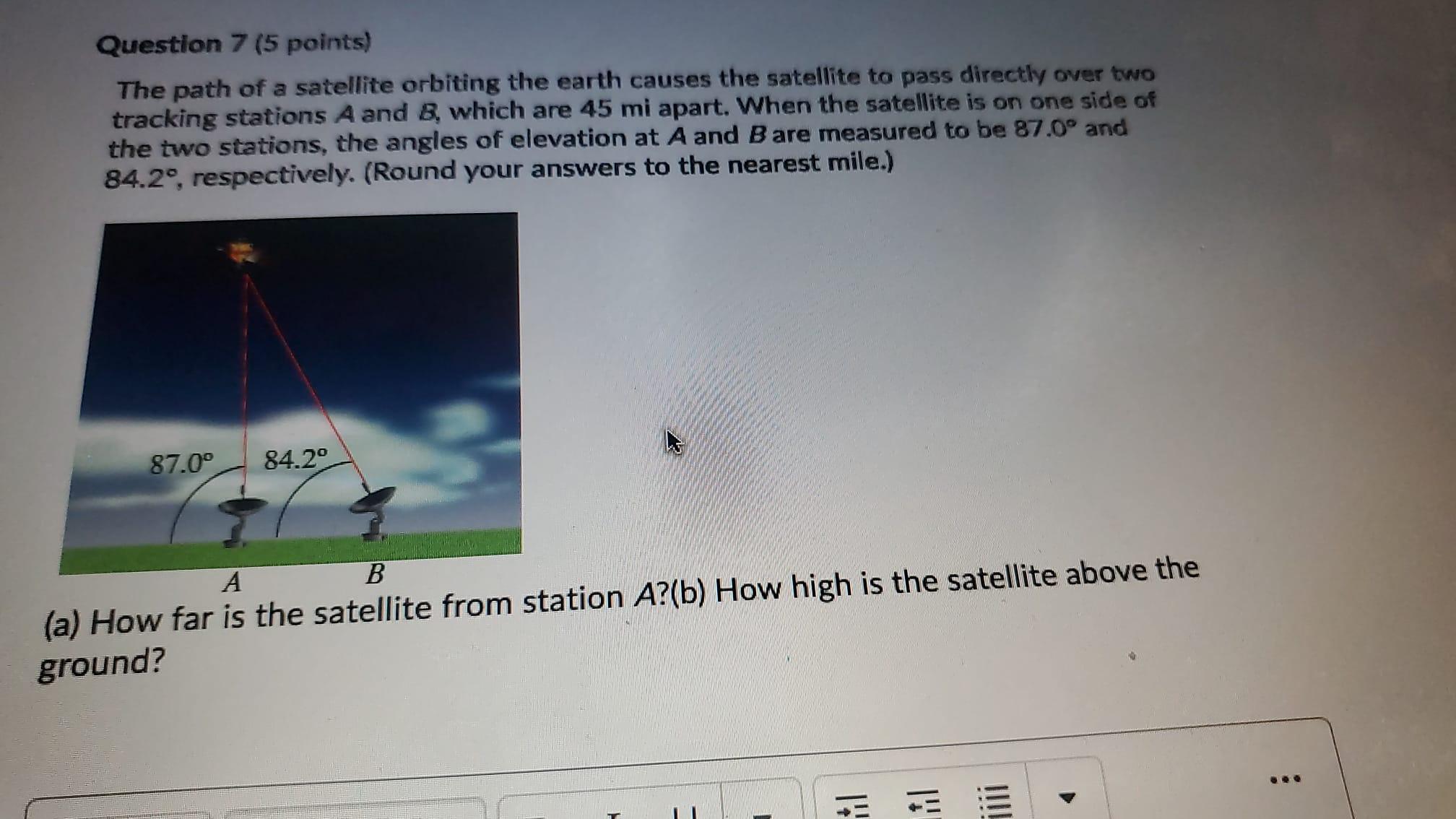 Solved Question 7 (5 points) The path of a satellite | Chegg.com