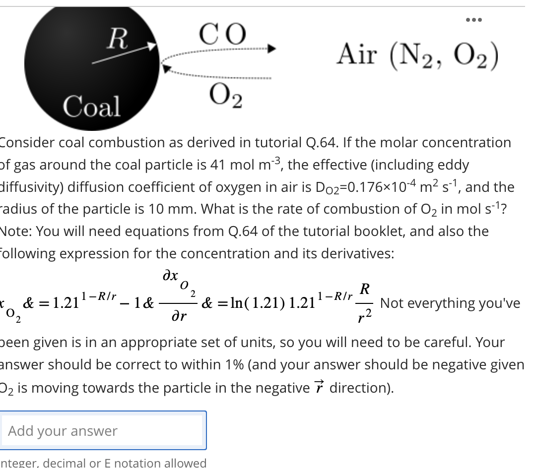 Solved Consider coal combustion as derived in tutorial Q.64. | Chegg.com