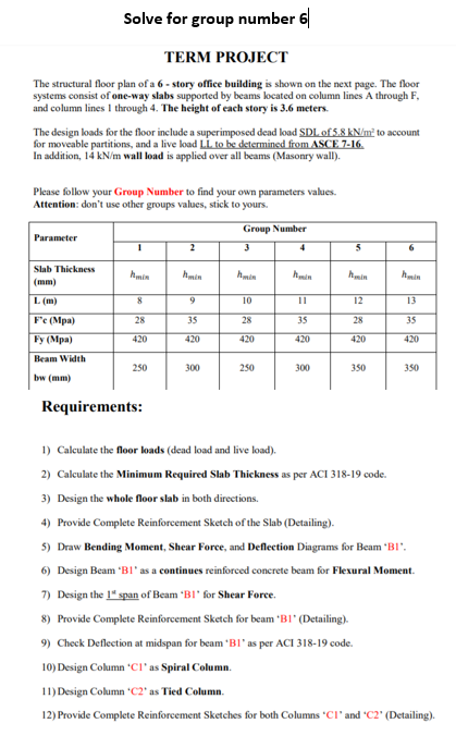 Solve for group number 6 TERM PROJECT The structural | Chegg.com