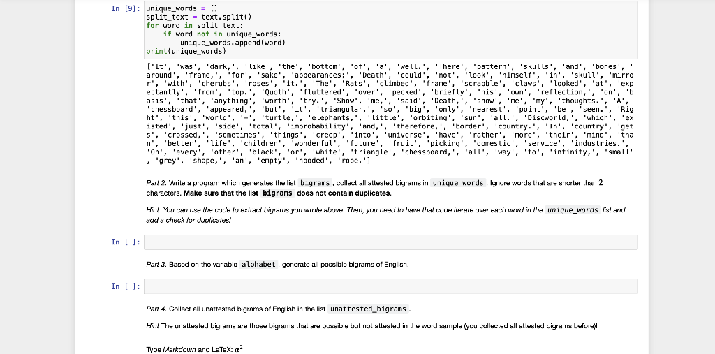 Solved 6]: text = "It was dark, like the bottom of a well. | Chegg.com