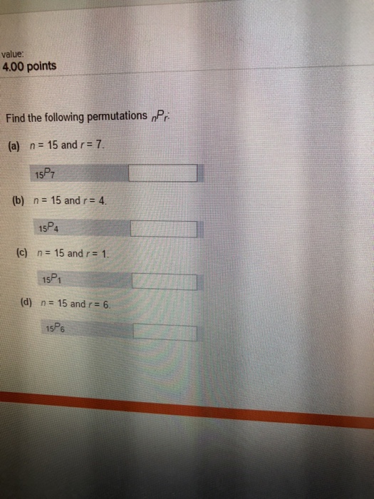 Solved value: 4.00 points Find the following permutations | Chegg.com