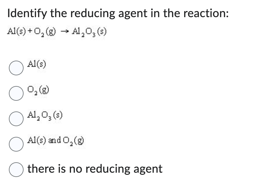 Identify the reducing agent in ﻿the | Chegg.com