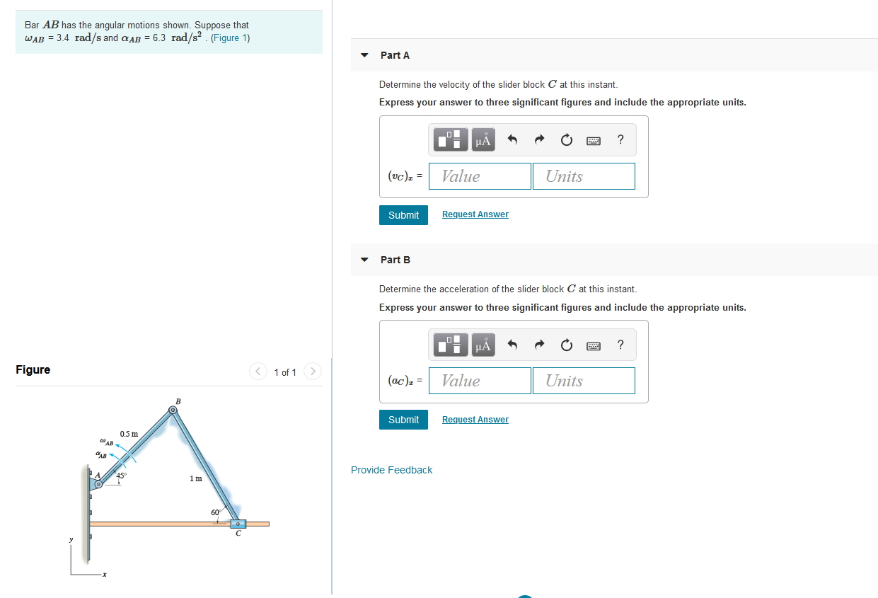 Solved Bar AB has the angular motions shown. Suppose that | Chegg.com