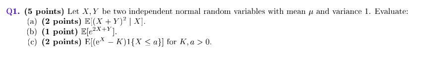 Solved 21. (5 points) Let X,Y be two independent normal | Chegg.com