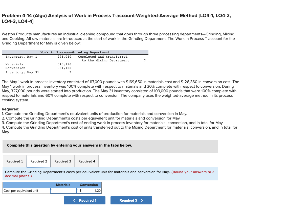 Solved Problem 4-14 (Algo) Analysis of Work in Process | Chegg.com
