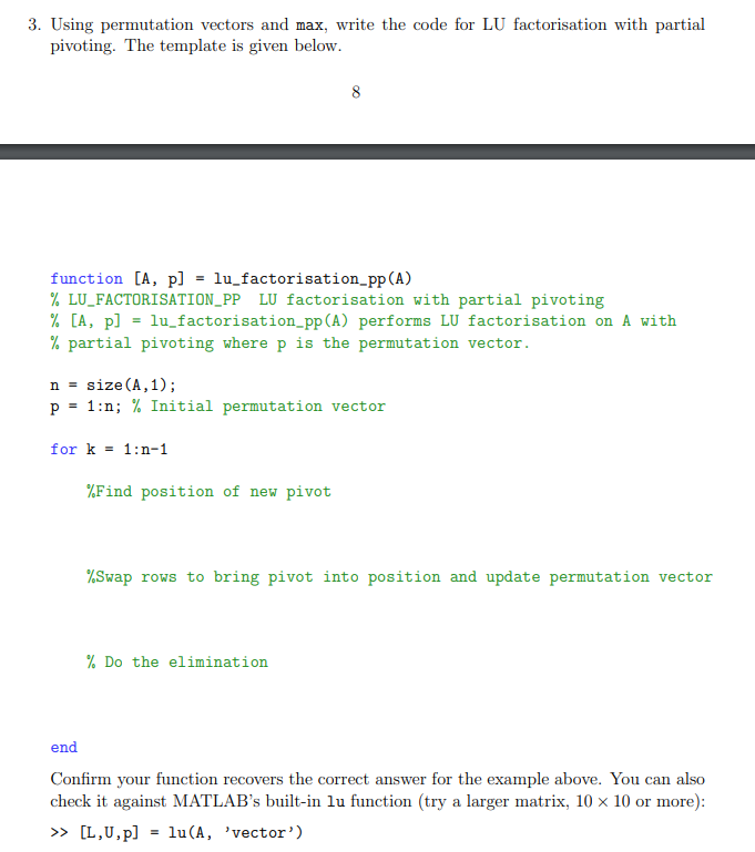 3. Using permutation vectors and max, write the code | Chegg.com