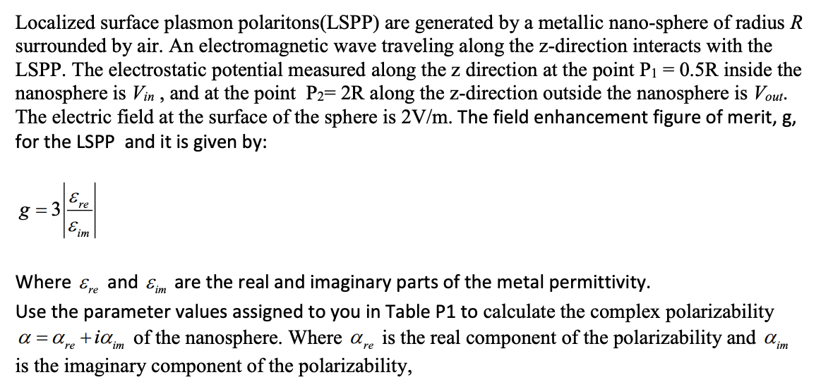 Localized surface plasmon polaritons(LSPP) are | Chegg.com