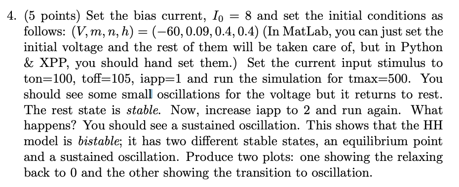 Solved (5 points) Set the bias current, I0=8 and set the | Chegg.com