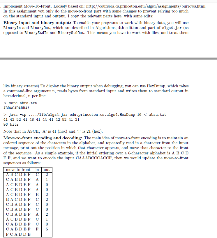 Solved Implement Move-To-Front. Loosely based on: | Chegg.com